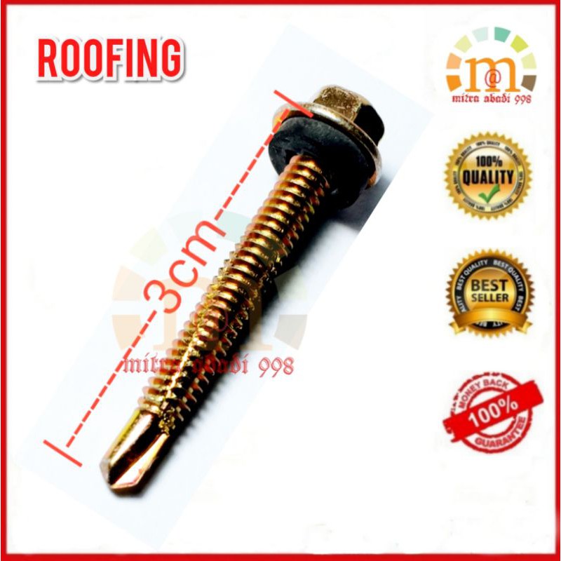 Jual Baut Baja Ringan 12 x 30 (isi 25pcs) - Baut Roofing - Baut Canopi ...