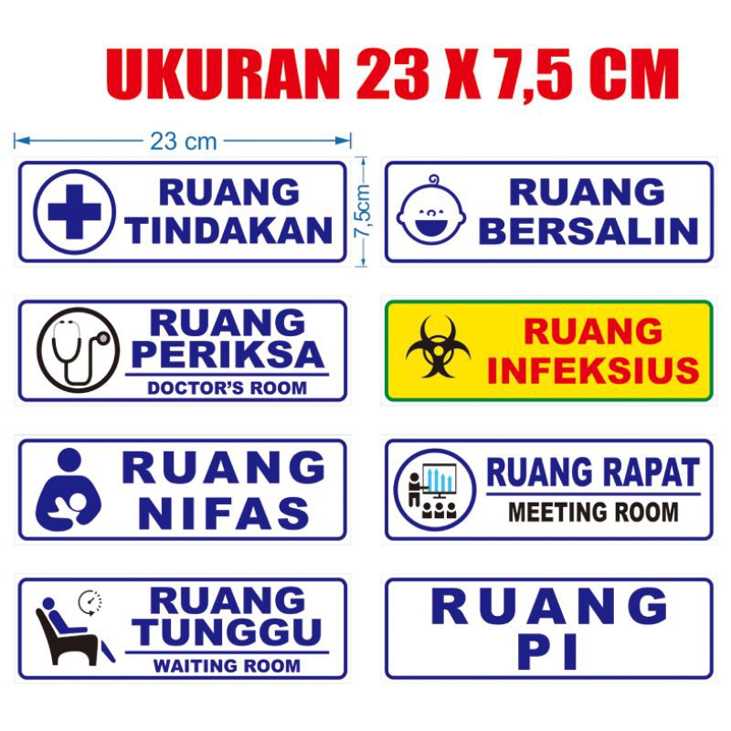 Jual STIKER RUANG TINDAKAN, R PERIKSA, R NIFAS, R TUNGGU, R BERSALIN, R ...