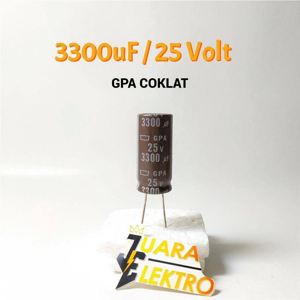 Jual KAPASITOR ELCO 3300uF / 25V | Elko 3300 uF/25 Volt (GPA / KMG ...