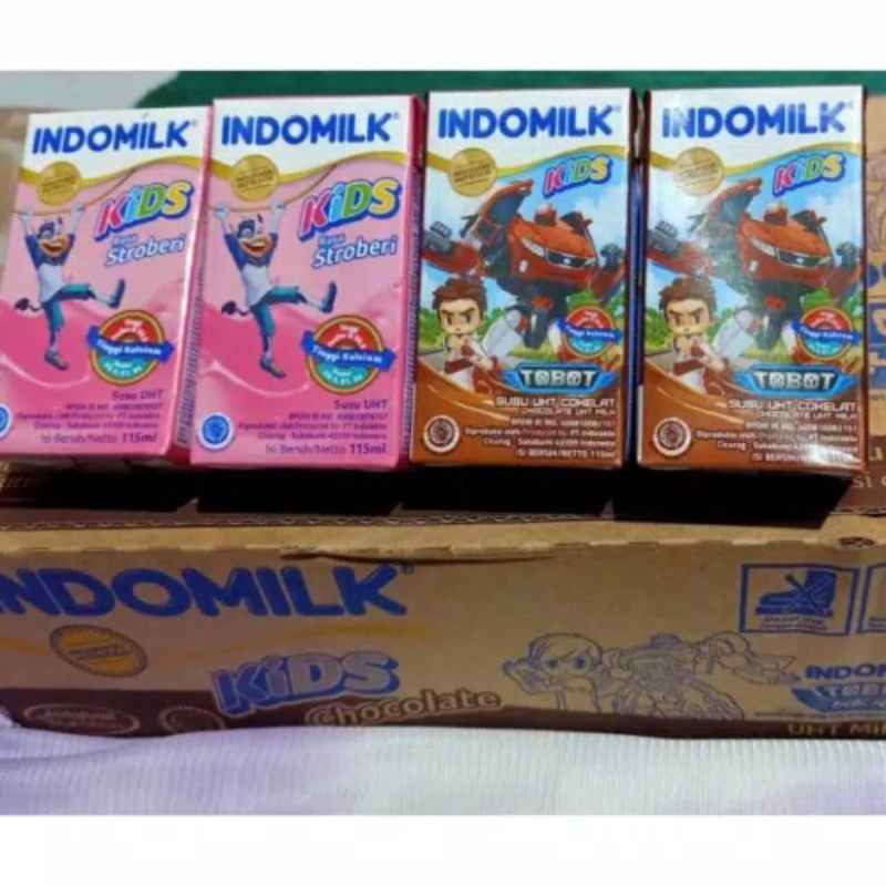 Jual SUSU INDOMILK KIDS 115 ML X 40 SUSU KOTAK UHT COKELAT | STROBERI | Shopee Indonesia