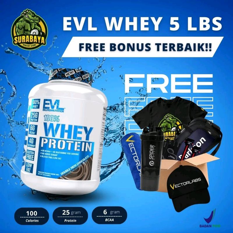 Jual EVL Whey Protein 5 Lbs BPOM Evlution Nutrition Non Isolate Protein ...