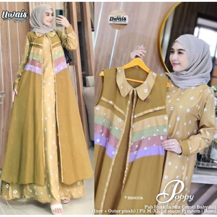 Jual Gamis Poppy Maxy 2IN1 Bunga (Outer Lepas) | Shopee Indonesia