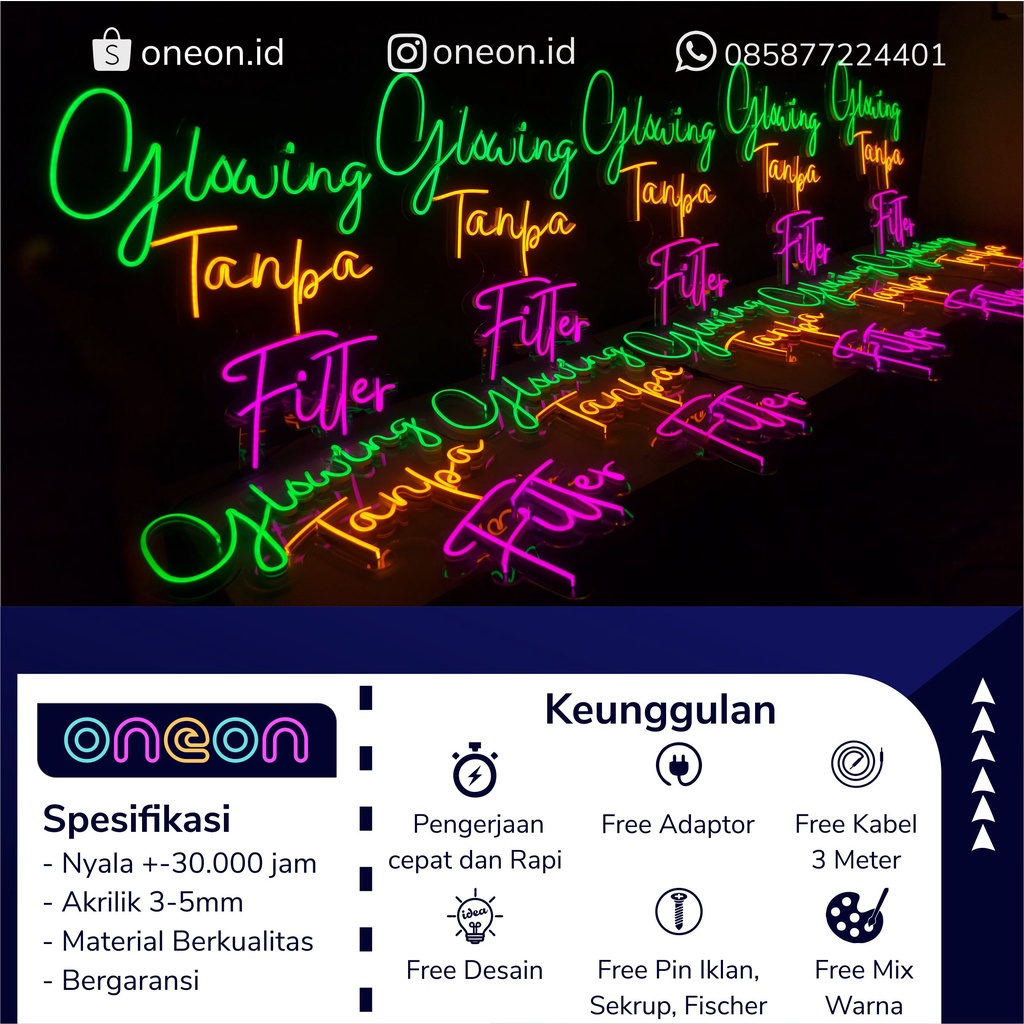 Jual Custom Neon Flex Ukuran 50cm / Custom Neon Sign Ukuran 50cm / Neon ...