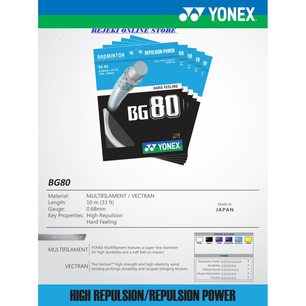 Jual SENAR BADMINTON YONEX BG 80(PLASTIK) | Shopee Indonesia