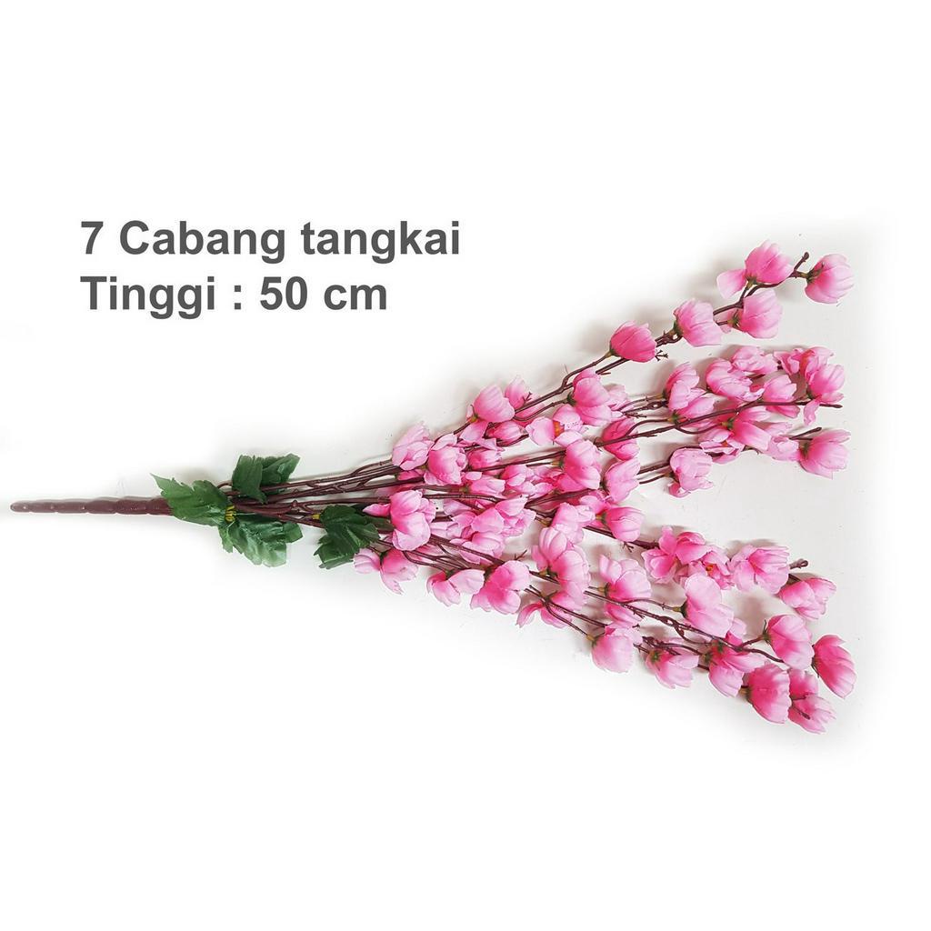 Jual Bunga Imlek Meihwa Sakura Pink 7 Cabang Tangkai Rangkai Daun Pot ...