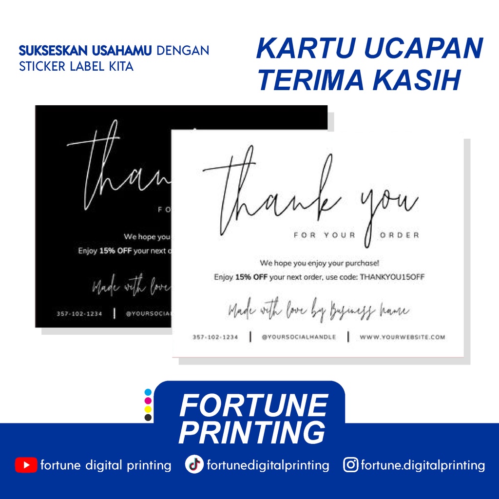 Jual Kartu Ucapan Terima Kasih Greeting Card Thank You Card Design
