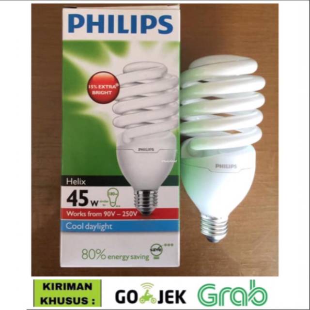 Jual PHILIPS TORNADO HELIX 45W PUTIH E27 6500K SPIRAL 45Watt 45 W Watt BERGARANSI RESMI | Shopee ...