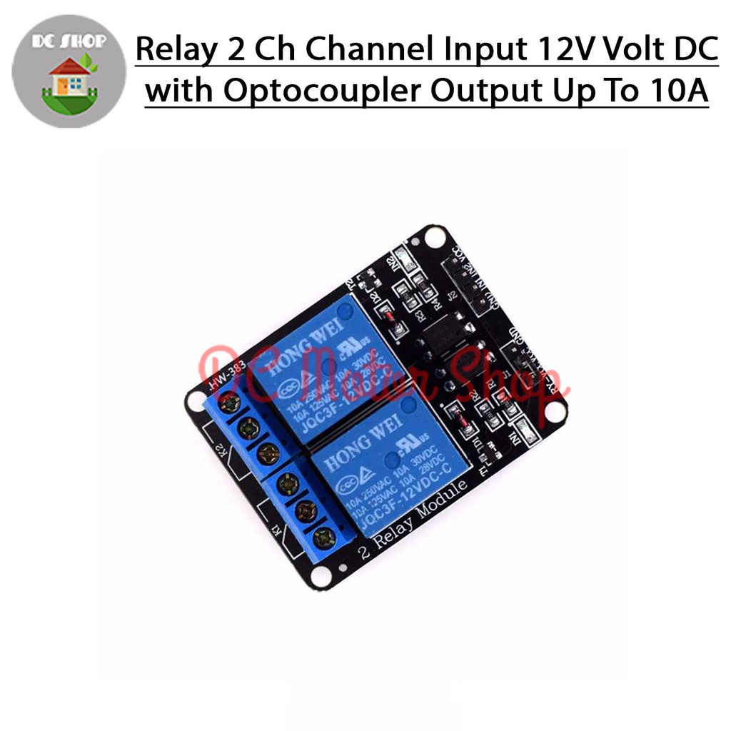 Jual Relay 2 Ch Channel Input 12V Volt DC with Optocoupler Output Up To ...