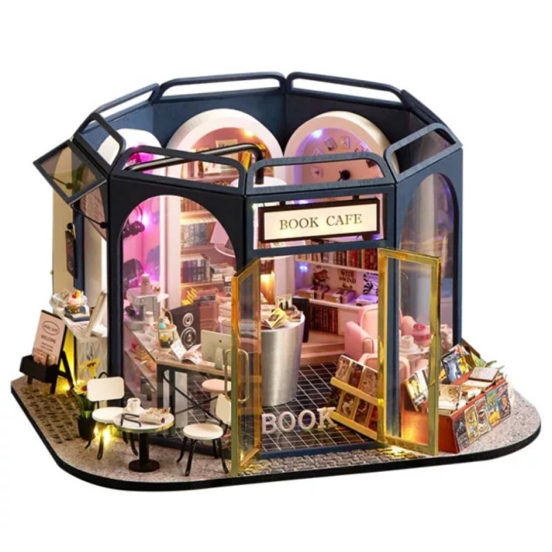 Jual diy miniatur dollhouse Book Cafe/miniatur rumah boneka | Shopee ...