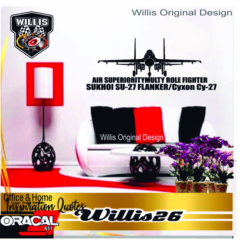 Jual Wall stiker sticker sukhoi Sticker Cutting Pesawat Sticker 100 cm ...