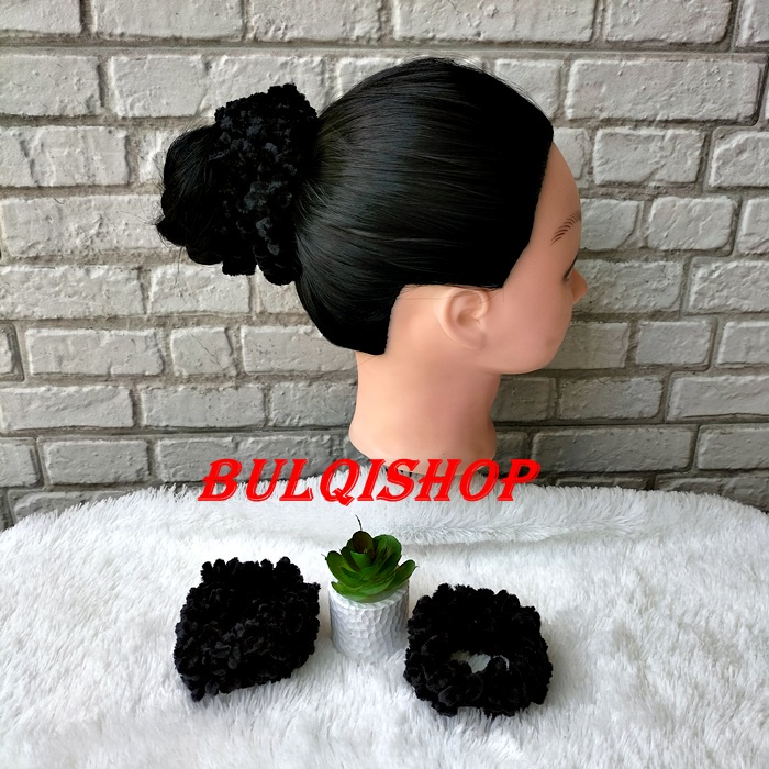 Jual KARET KUNCIR UBUR UBUR PENDEK HITAM WARNA WARNI IKAT RAMBUT CEPOL ...