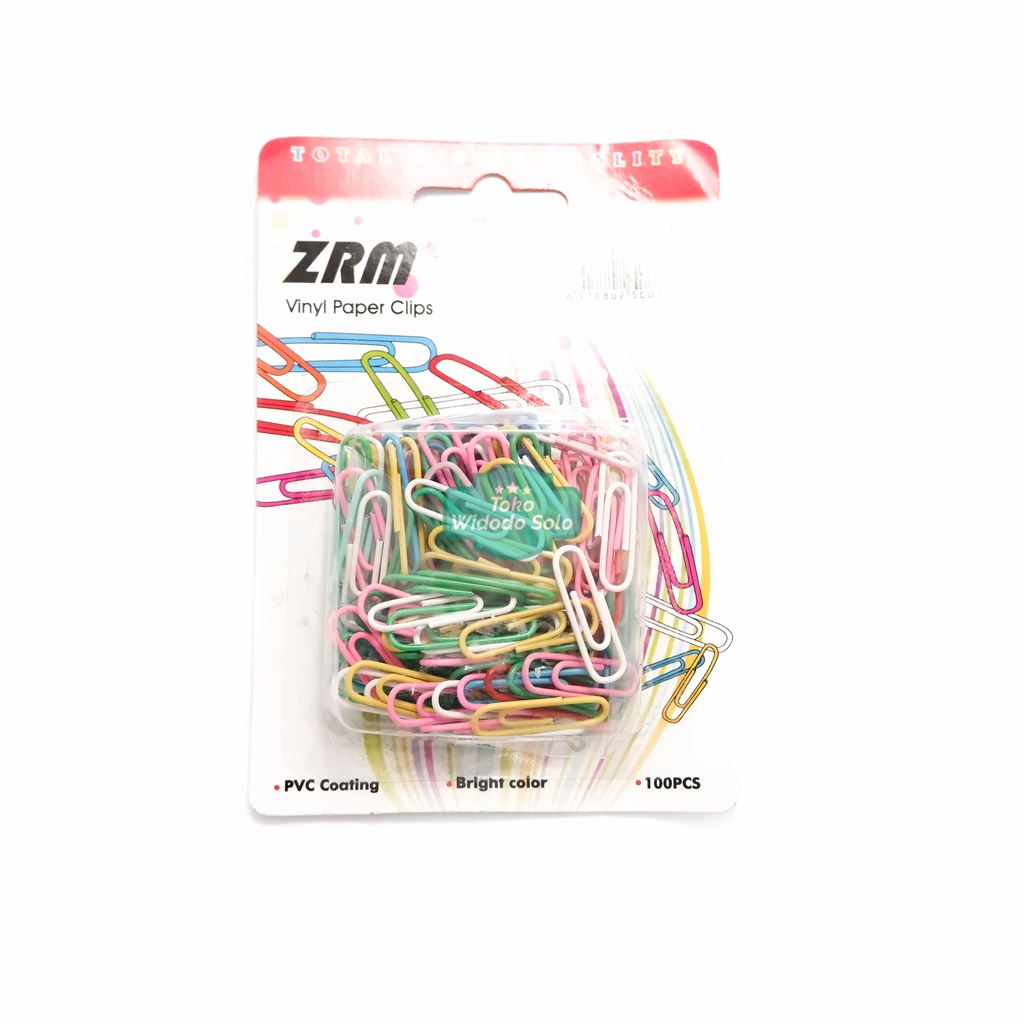 Jual 1 PACK Klip Kertas Warna Kecil ZRM Vynil Paper Clips 100 Pieces ...