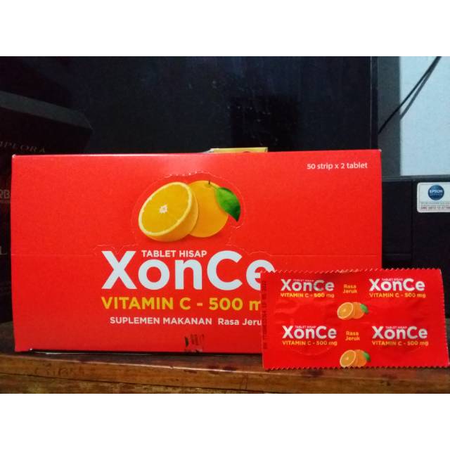 Jual Xonce , tablet hisap vitamin C 500mg 1 strip | Shopee Indonesia