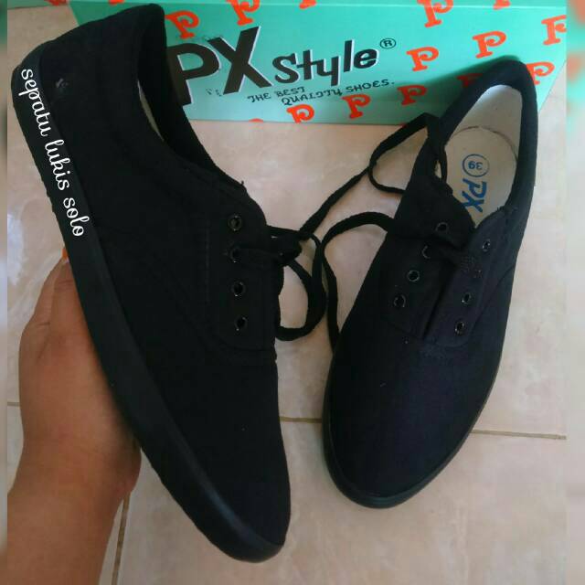Jual (068) Sepatu PX STYLE tali All Black, sepatu sekolah | Shopee ...