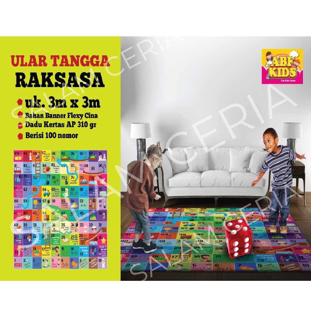 Jual ABF Kids Ular Tangga Raksasa Ukuran JUMBO 3m x 3m + Dadu | Shopee ...
