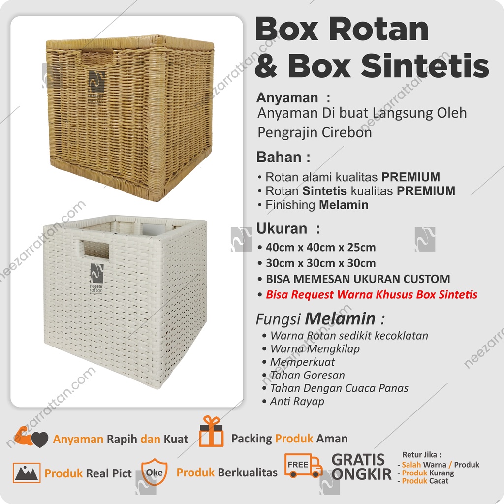 Jual Keranjang Rotan Rattan Kotak Box Rotan ( 40 x 40 x 25 ) | Shopee ...