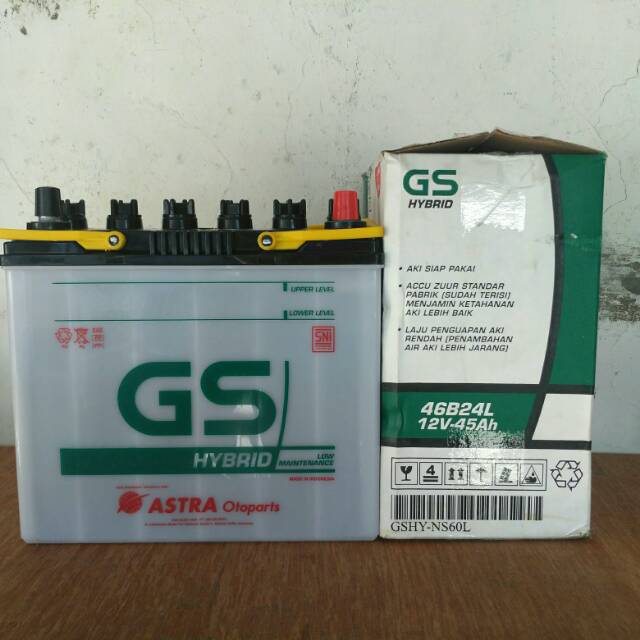 Jual Aki mobil / Battery GS ASTRA Type GS HYBRID 46B24L / NS60L 12V 45AH | Shopee Indonesia