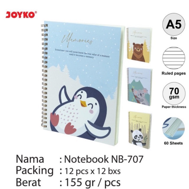 Jual Ring Notebook / Buku Diary Fancy Lucu A5 Ring Bergaris NB-707 ...