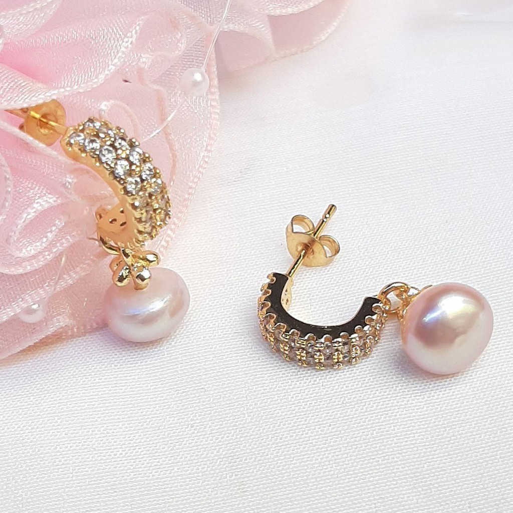 Jual anting mutiara air tawar full zirkon | Shopee Indonesia