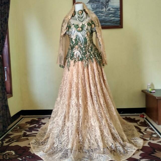 Jual Gaun pengantin barbie bunga 3D tile akar mutiara / gaun preweding ...