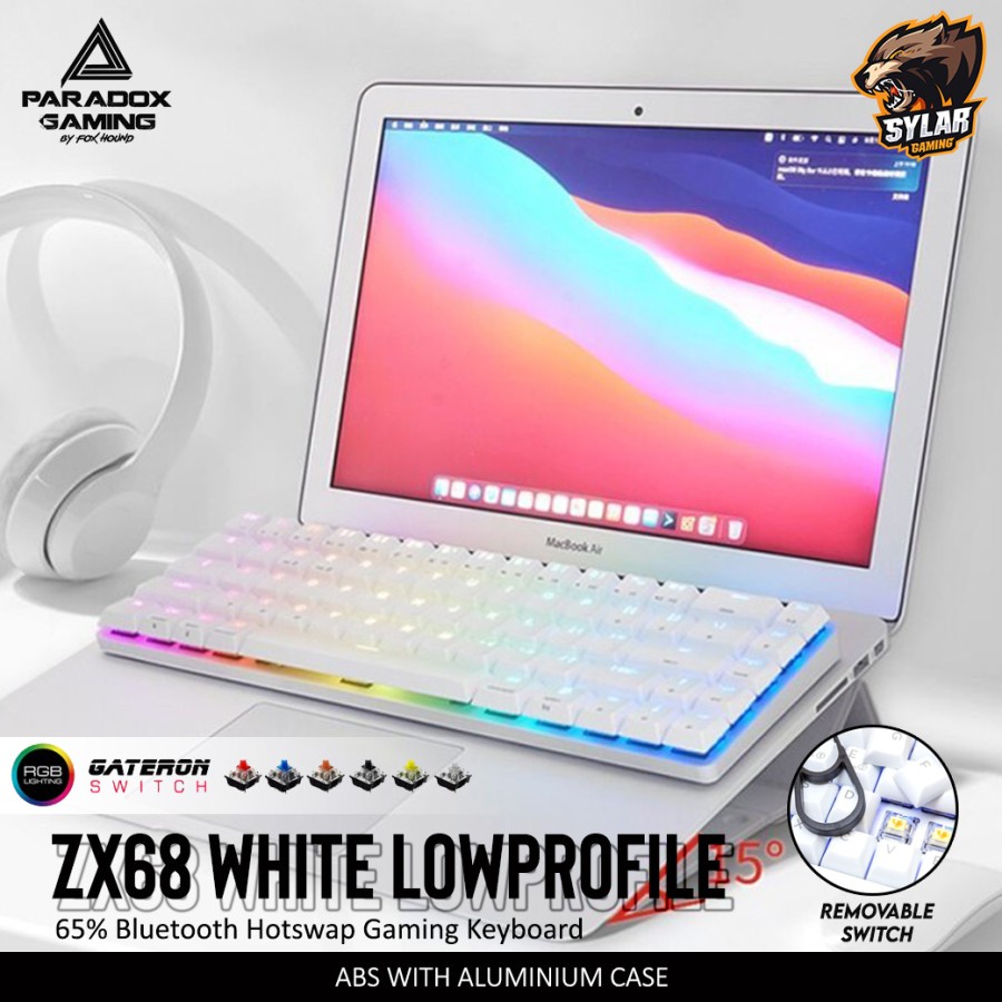 Jual Paradox Gaming ZX68 White LowProfile Hotswap Bluetooth Gaming ...