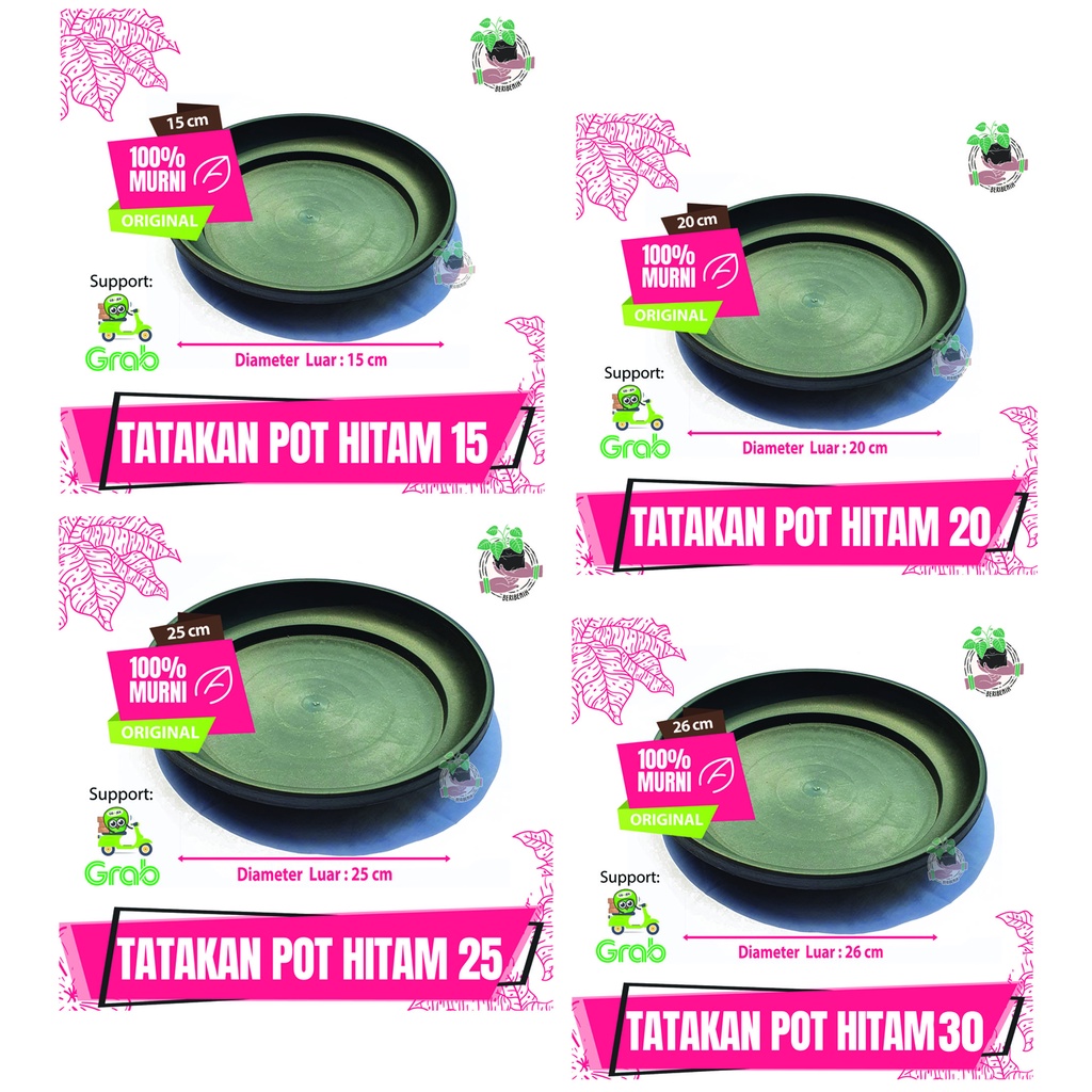 Jual Tatakan Alas Pot Bunga Tanaman Hias Warna Hitam Polos Tutup Wadah ...