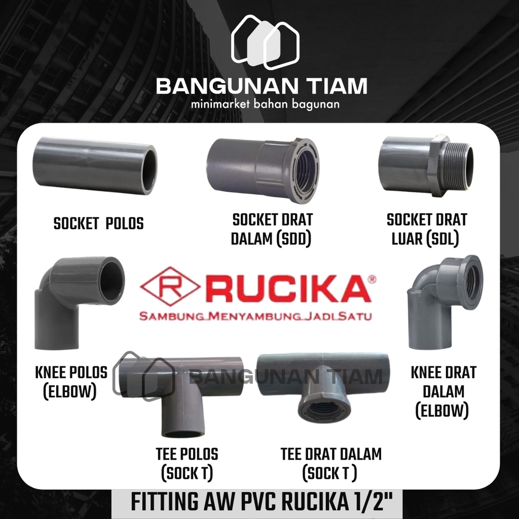 Jual FITTING PVC 1/2" Inch RUCIKA & POWER AW ASLI 100% ORI ~ KNEE POLOS ...