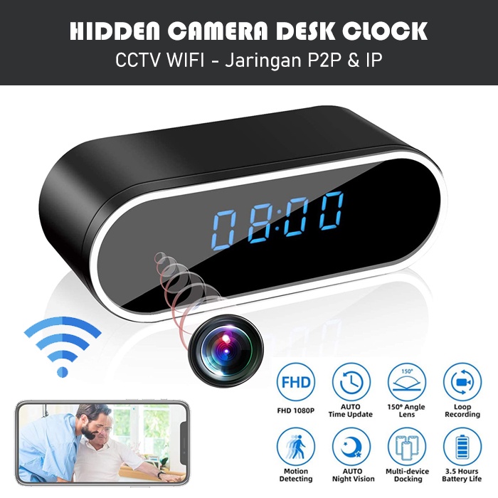 Jual Ip Camera Wireless CCTV WIFI Desk Clock HD 1080P - Kamera ...
