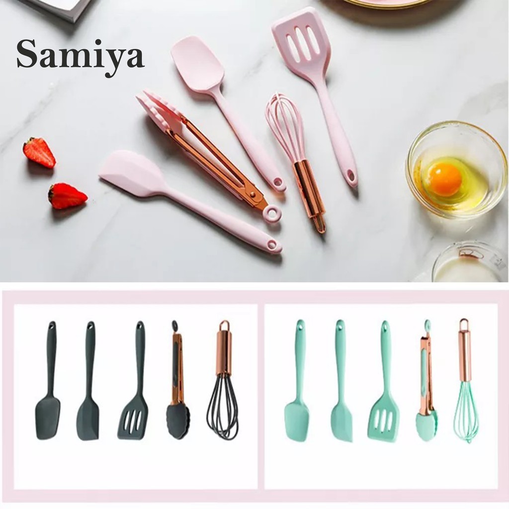 Jual silicone kitchen utensils set mini 5in1 / alat masak set spatula ...