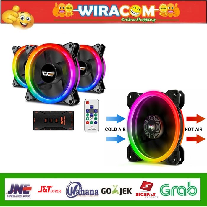 Jual aigo DR12 3IN1 PRO RGB Double Ring Fan 3 Pack with Remote ...