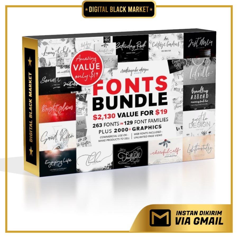 Jual ID067 - 129 Fonts & Graphics Bundle | Koleksi Font & Grafis ...
