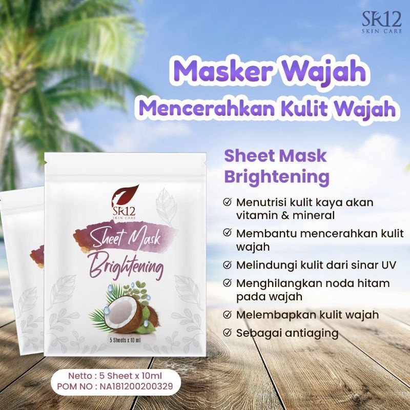Jual SHEET MASK BRIGHTENING SR12 / MENCERAHKAN WAJAH / MELEMBABKAN / HILANGKAN NODA HITAM WAJAH ...