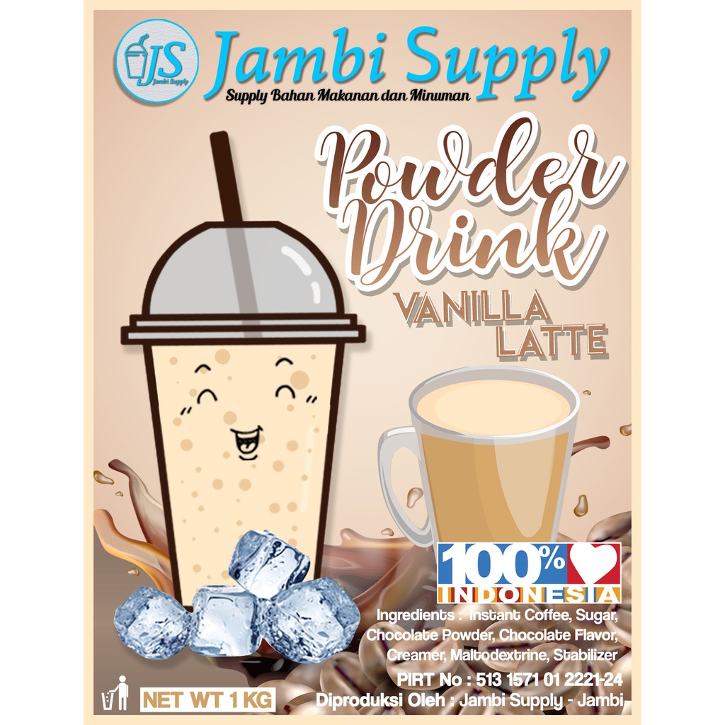 Jual POWDER DRINK VANILA LATTE MINUMAN BUBUK RASA VANILA LATTE 1KG ...