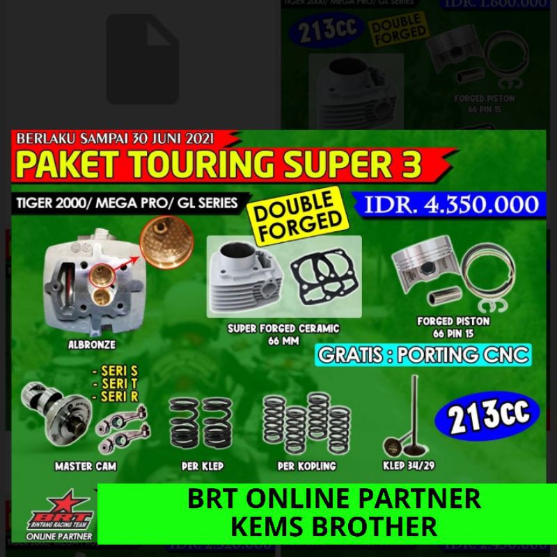 Jual PAKET BRT TIGER TOURING SUPER 3 BOREUP 213CC | Shopee Indonesia