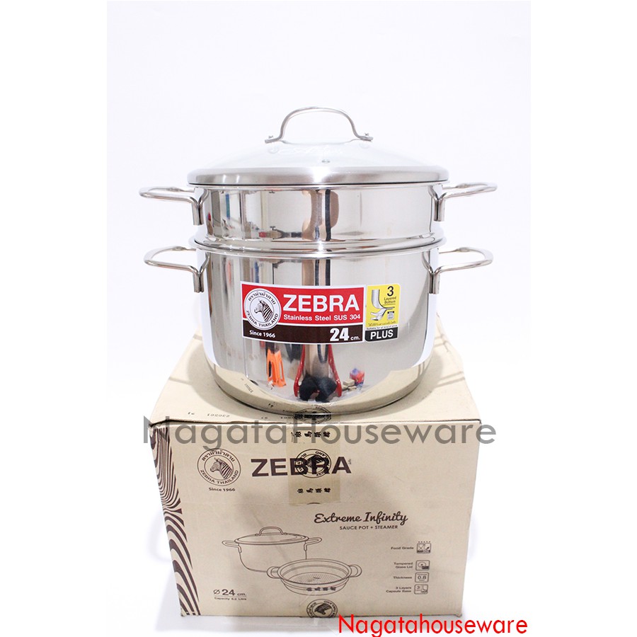Jual Panci Kukus Zebra Tutup Kaca Stainless Steel / Dandang Kukus Zebra ...