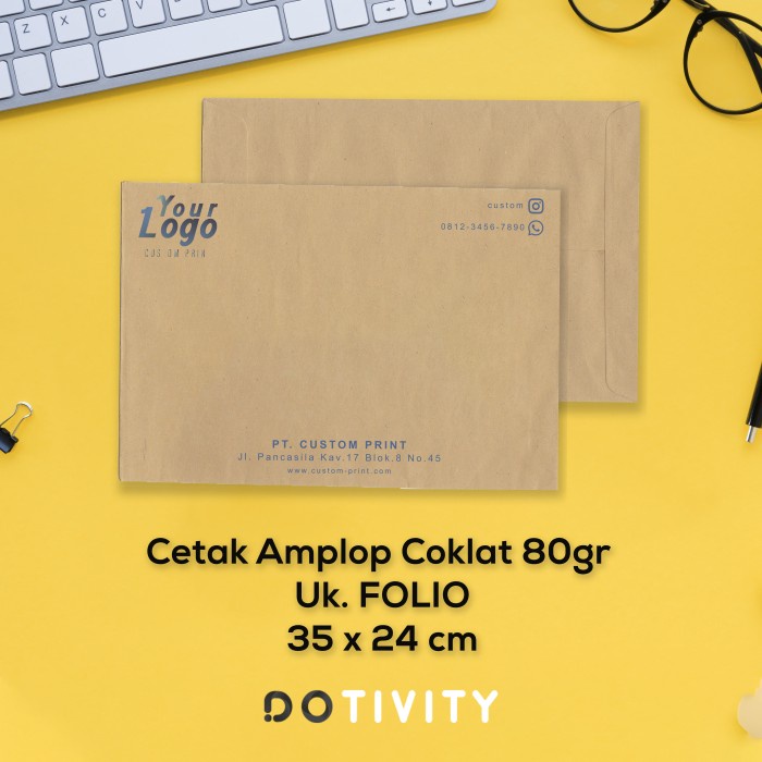 Jual Cetak Print Amplop Cokelat 80 gr Ukuran F4 Folio 35 x 24 cm ...