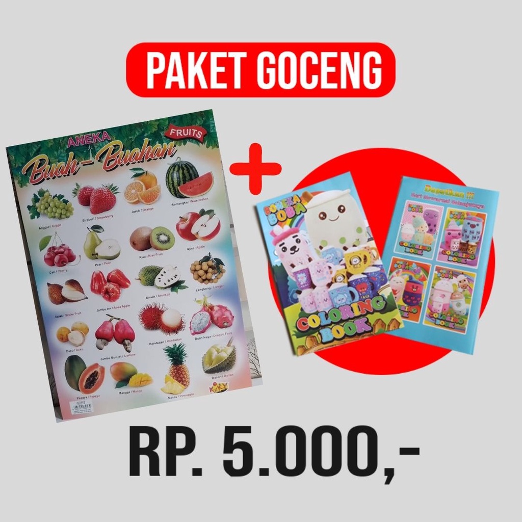 Jual Paket Goceng Poster Mengenal Aneka Buah - Buahan Dan Buku Mewarnai ...