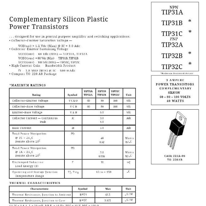Jual TIP31C Fairchild NPN Bipolar Transistor 3A 100V 40W tektron22 ...
