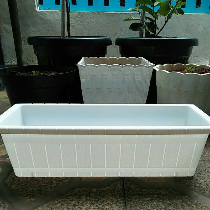 Jual Pot bunga dan tanaman Plastik Motif gentong kayu panjang 50cm ...