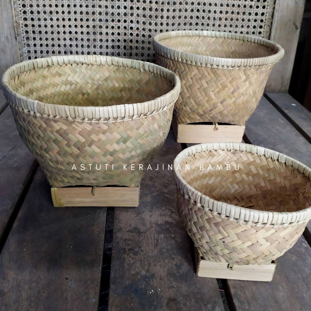 Jual Cething Kulit Bambu M diameter 17 cm/Wadah Nasi Bambu/Tempat Nasi ...