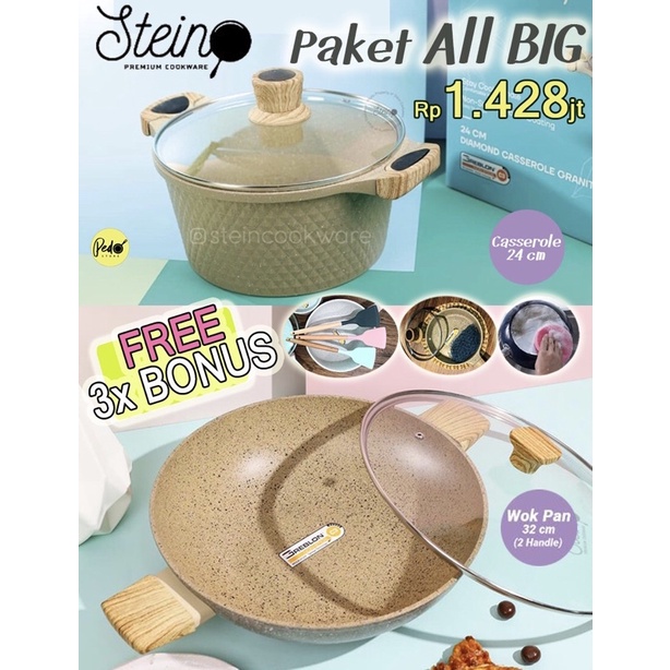 Jual (3x FREE BONUS) Stein Steincookware Paket All Big (wok32 ...