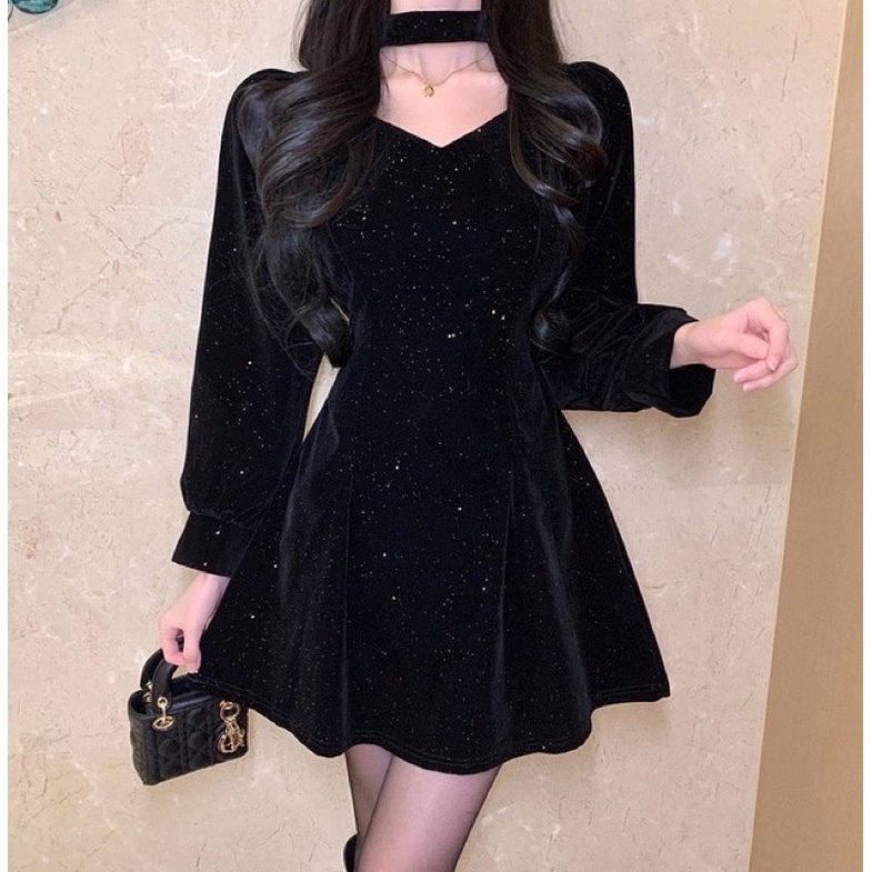 Jual Moran Dress (Korean Retro Glitter Dress Import) | Shopee Indonesia