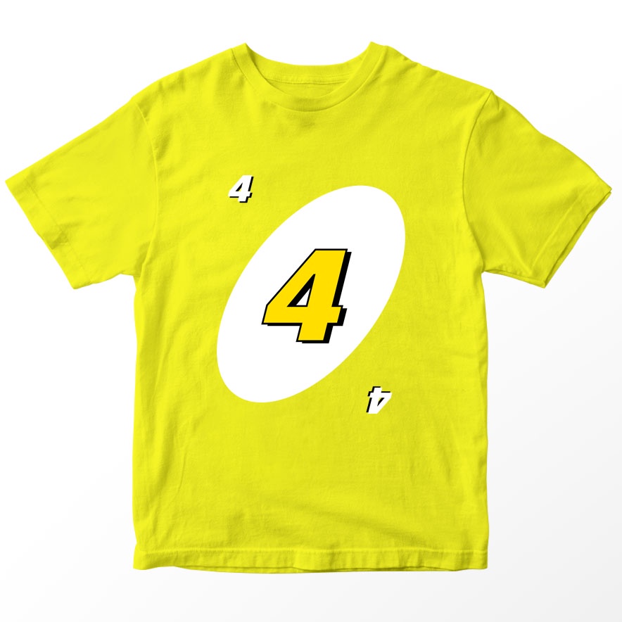 Jual Kaos Bisa Custom Angka Kartu UNO Kuning 4 Kartun Anak, Warna ...