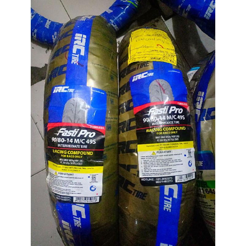 Jual ban irc fasti pro ring 14 sepasang depan/belakang ukuran 90-80/14 ...