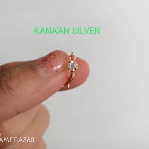 Jual Anting kenip bayi & anak rose gold mata1 putih kilau perak asli 925/silver lapisan emas ...