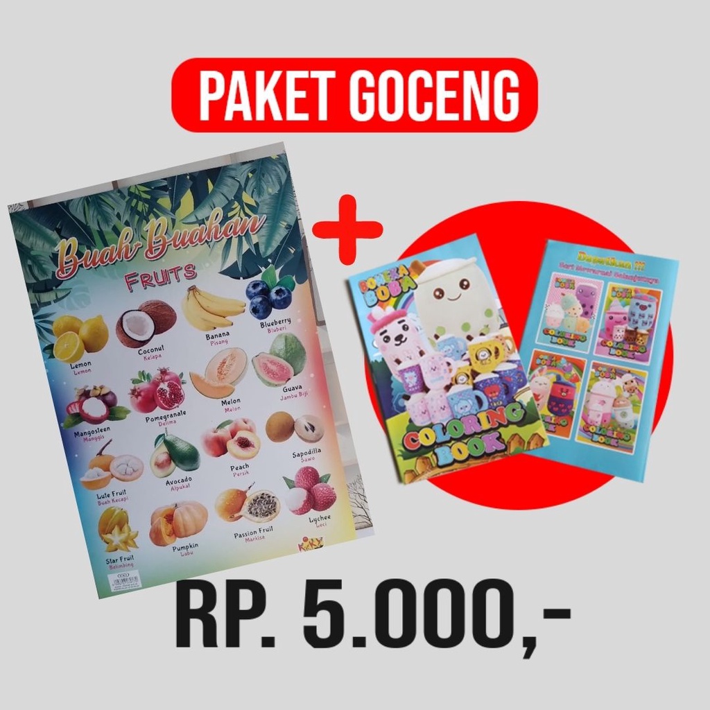 Jual Paket Goceng Poster Mengenal Buah-buahan Dan Buku Mewarnai Boba ...