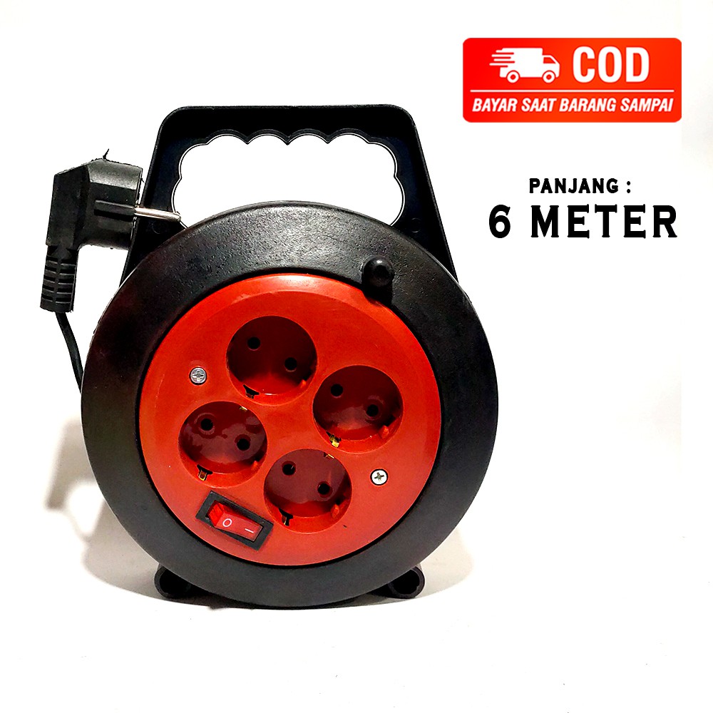 Jual KABEL BOX ROLL KABEL GULUNGAN 4 LUBANG + SAKLAR 6 METER | Shopee ...