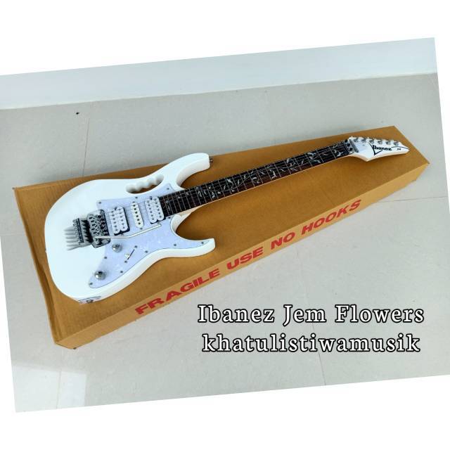 Jual Gitar ibanez jem flower pu gnb Korea putih | Shopee Indonesia