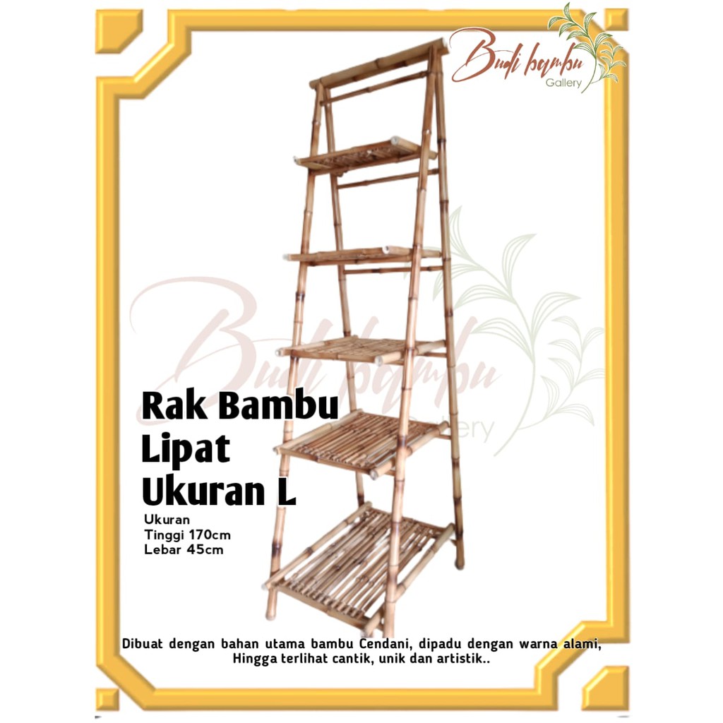 Jual RAK BAMBU DEKORATIF BISA DILIPAT 5 STEP CANTIK MURAH | Shopee ...