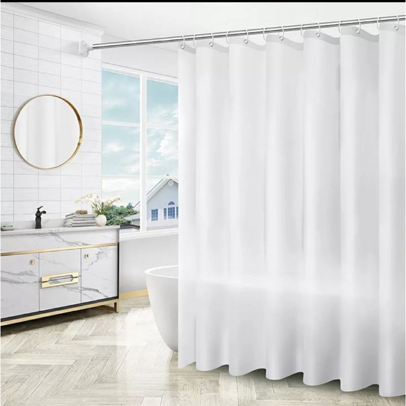 Jual Shower curtain Kain Putih 180x180 Dan 200x200/ Shower curtain ...